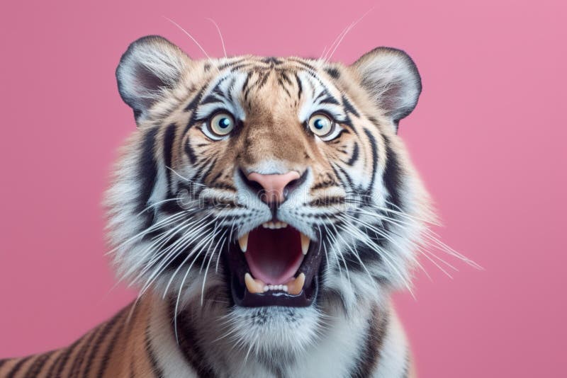 Shocked Tiger with Surprised Eyes Stock Illustration - Illustration of ...