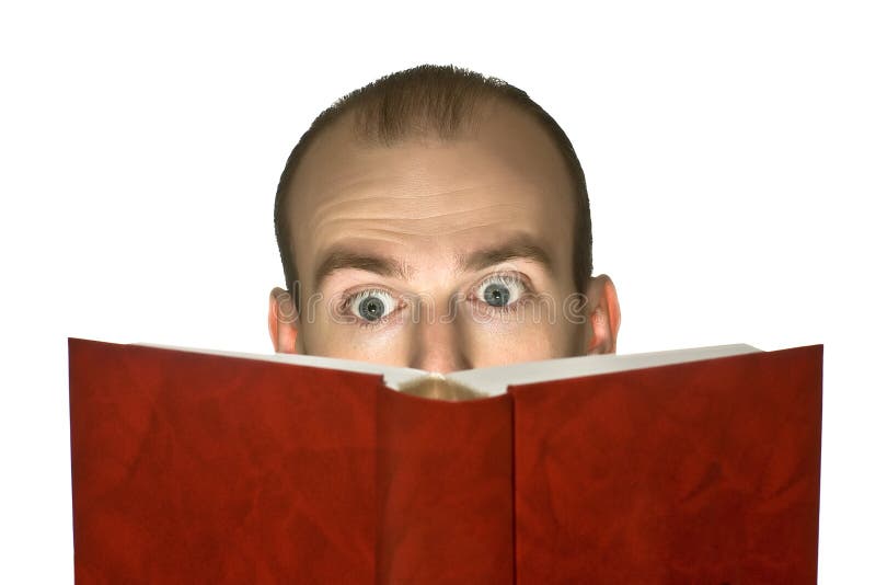Man Read Book Surprise Shock Isolated On White Stock Photo - Image of ...