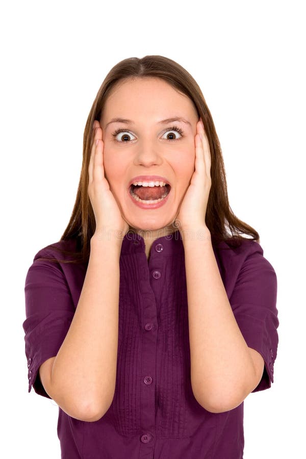 Woman in shock stock image. Image of beautiful, overwhelmed - 18658609