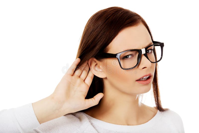 Shocked Young Woman Overhearing a Conversation Stock Image - Image of ...