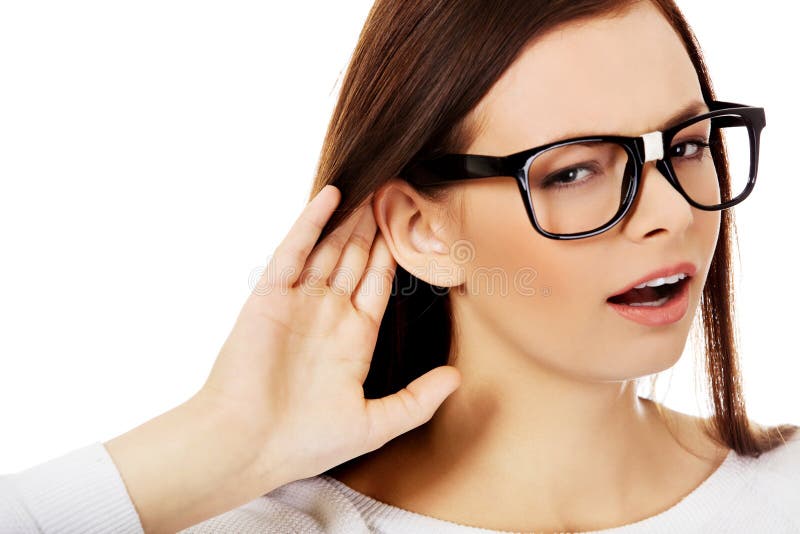 Shocked Young Woman Overhearing a Conversation Stock Image - Image of ...