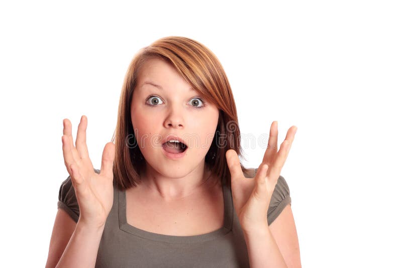 Shocking! stock photo. Image of hands, teen, attractive - 16914004