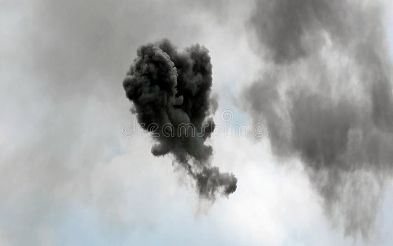 Shocking Black Cloud after the Explosion of the Rocket Stock Photo ...