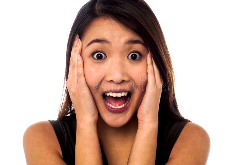 Shocking Expression by a Young Girl Stock Image - Image of lovely ...
