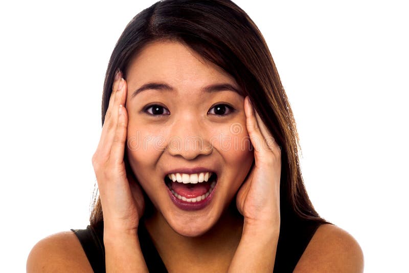 Shocking Expression by a Young Girl Stock Image - Image of lovely ...