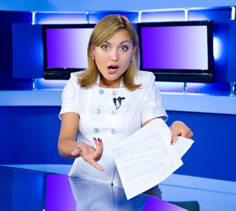Shocking news stock image. Image of blue, newsreader - 15310565