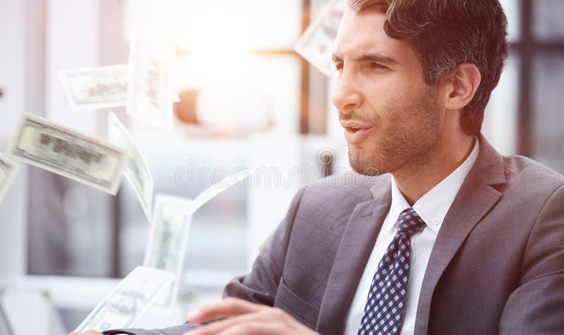 Shocking News Surprised Young Man In A Suit And Tie Looking At Stock