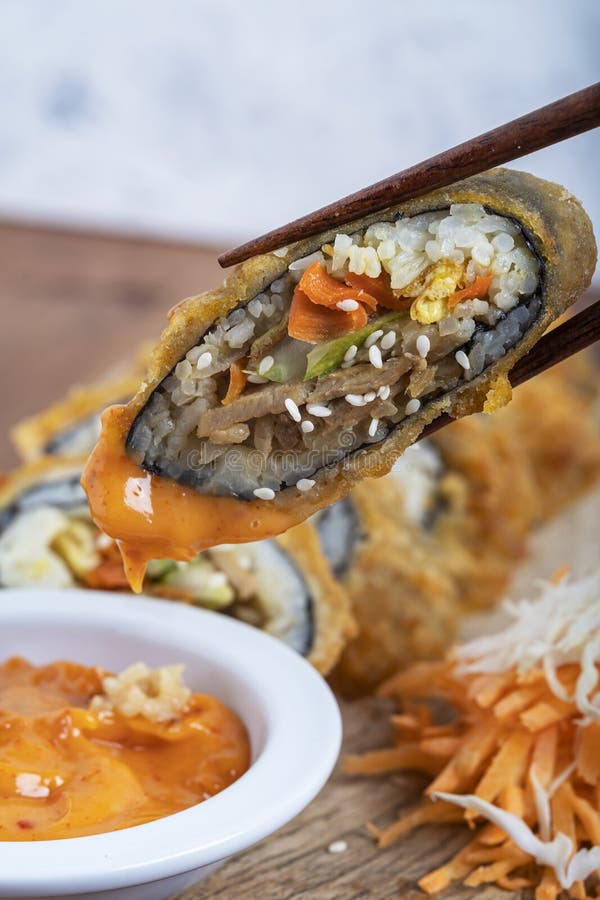 Shockingbite Korean Food Gimbab on Table Stock Photo - Image of texture ...
