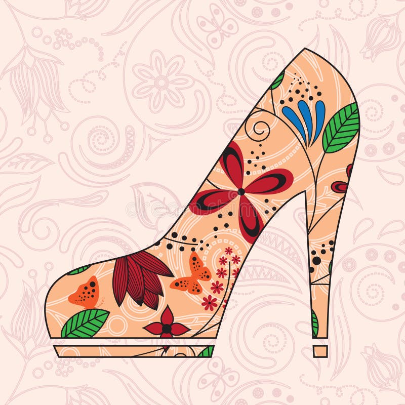 Shoe and flower. stock vector. Illustration of green - 21191108