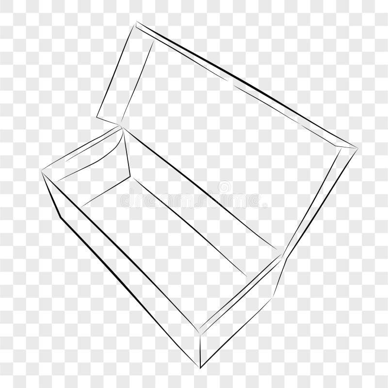 Simple Hand Draw Sketch Vector Mockup Orange Shoe Box, Isolated on ...