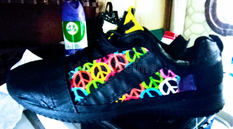 Shoe Design Hippie Peace Signs Editorial Photography - Image of signs ...