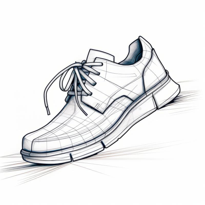 Simplified Line Art Shoe Vector Illustration - Free Download Stock ...