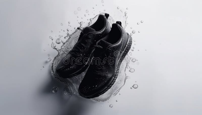 Shoe Drop Creates Wet Splash with Reflection Generated by AI Stock ...
