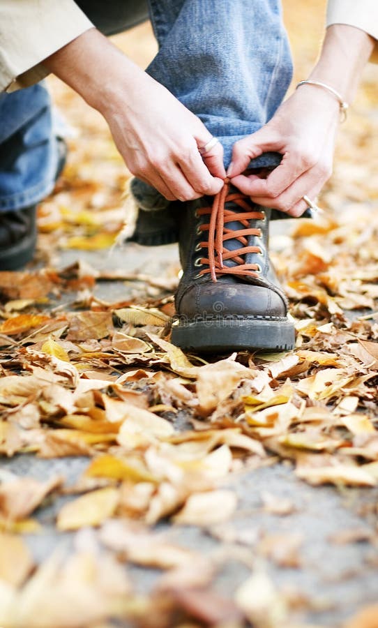 Shoe in fall stock photo. Image of pants, hikder, fall - 295364