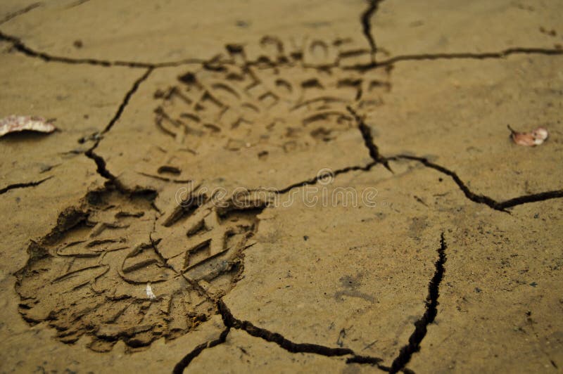 Shoe footprint in mud stock image. Image of walk, natural - 36210725