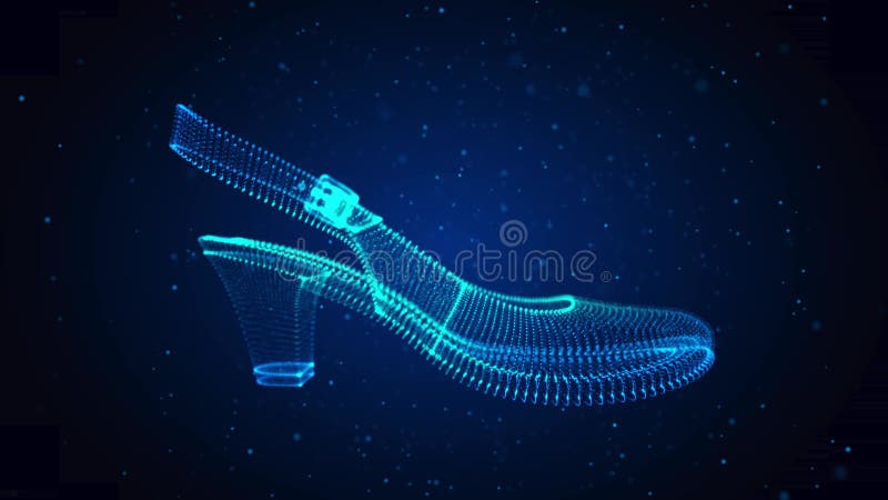 Shoe in the 3d Form. Polygon Future Hologram Object Model Stock Footage ...