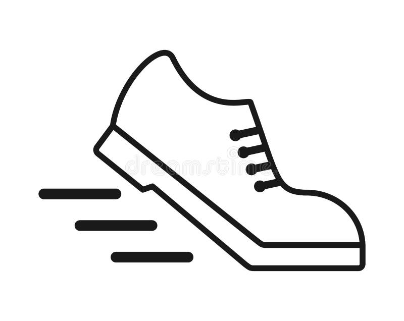 Shoe Icon, Thin Line, Empty Outline, Isolated on White Background, Flat ...