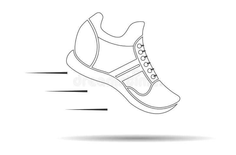 Shoe Icon, Thin Line, Empty Outline Isolated on White Background, Flat ...