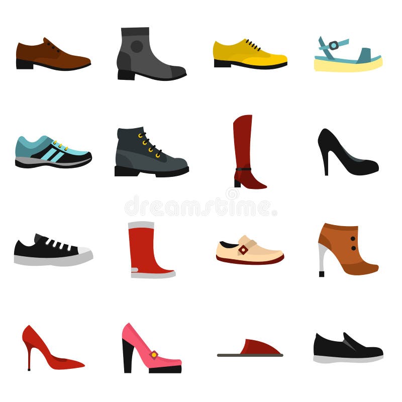 Flat Shoe Vector Illustration Icon Fashion Wear Shoes Stock Vector ...