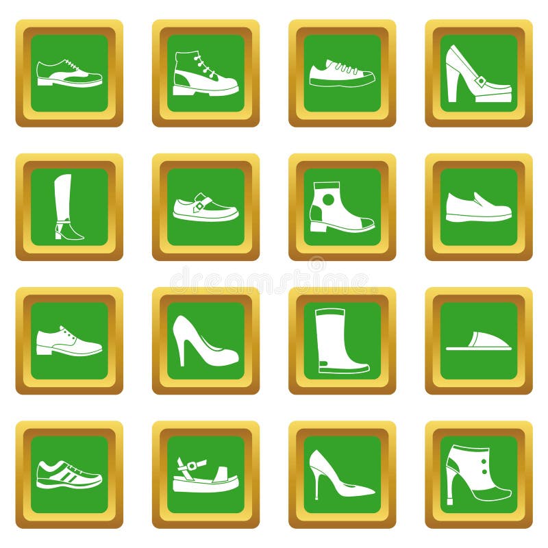 Shoe icons set green stock vector. Illustration of accessories - 97767474