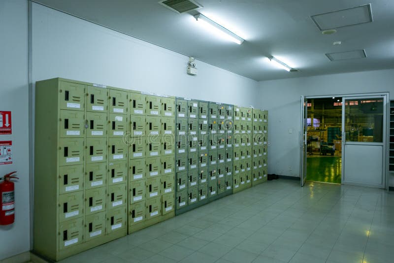 The Shoe Locker Room for Workers in the Manufacture Stock Image - Image ...