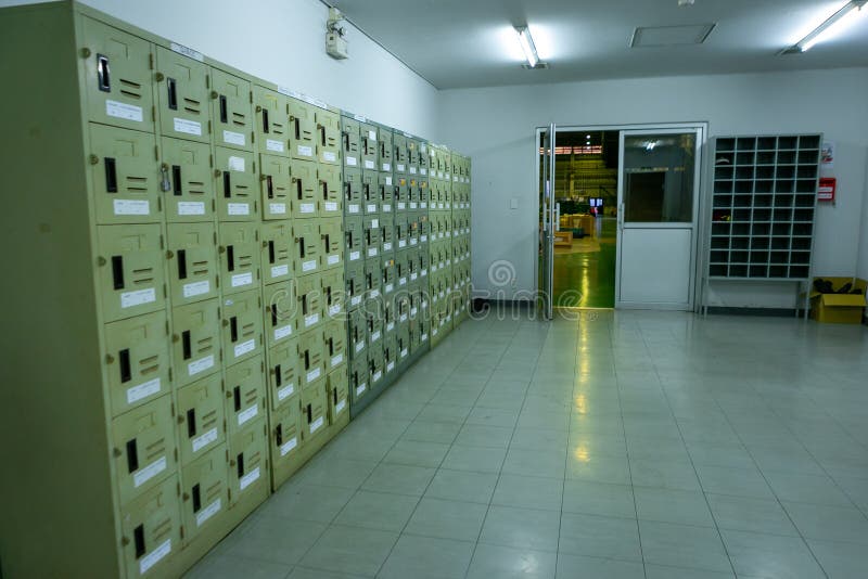 The Shoe Locker Room for Workers in the Manufacture Stock Image - Image ...