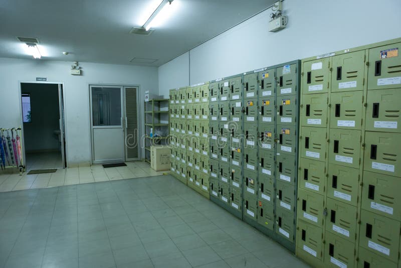 The Shoe Locker Room for Workers in the Manufacture Stock Photo - Image ...