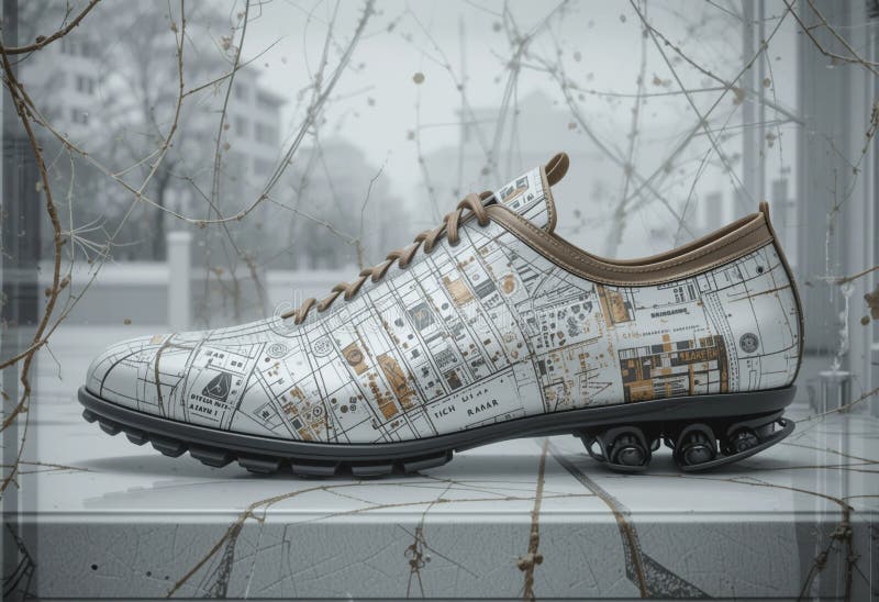 A Shoe with a Map of the City on it Stock Illustration - Illustration ...