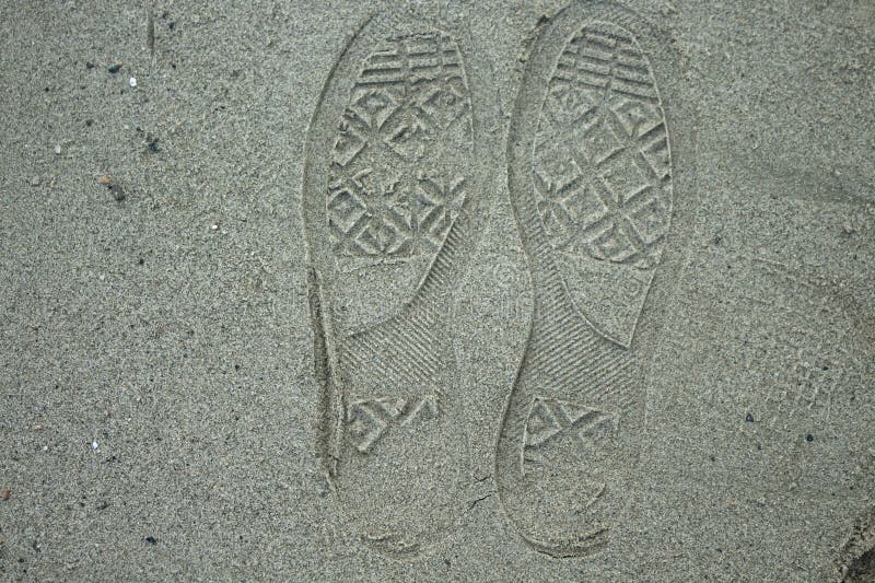 Shoe Marks on the Sand Have a Unique Pattern Stock Photo - Image of ...