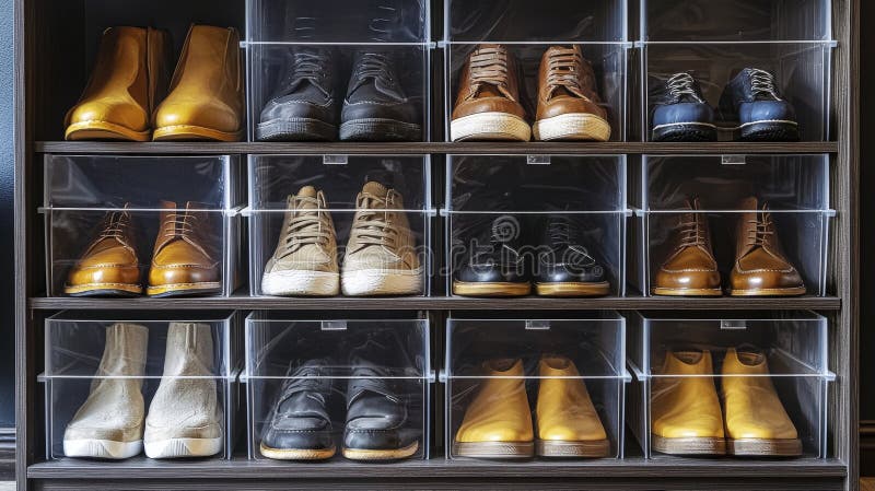 Shoe Organizer Displaying Various Types of Shoes in a Modern Home ...