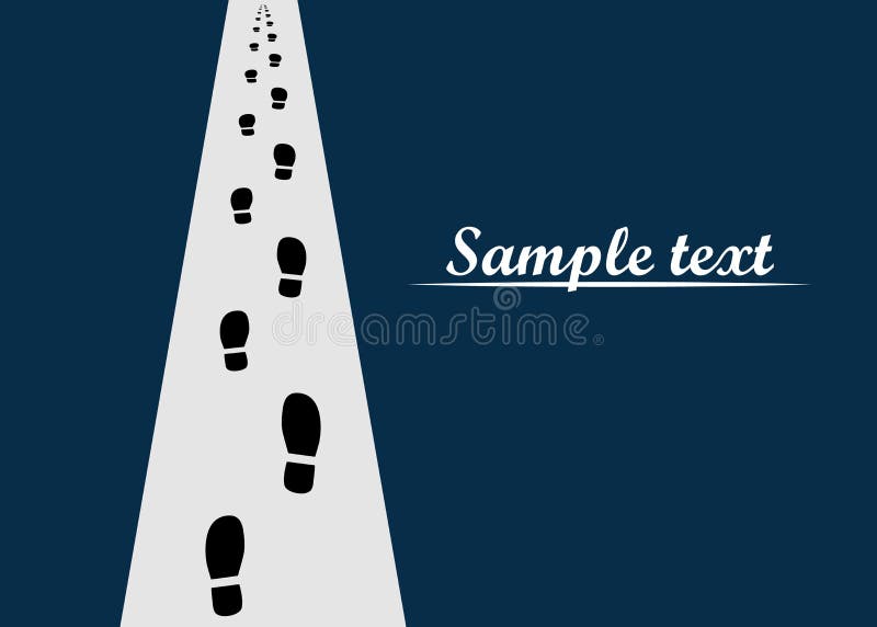 Shoe Print on the Road Going into the Distance. Vector Illustration of ...