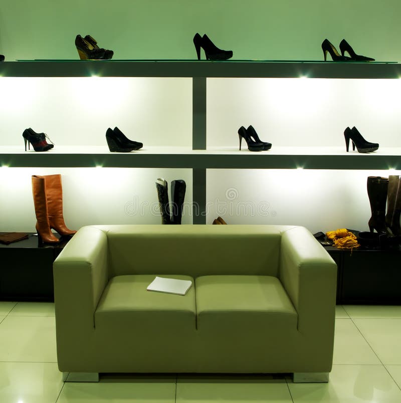 In shoe shop. stock photo. Image of commerce, interior - 12176802
