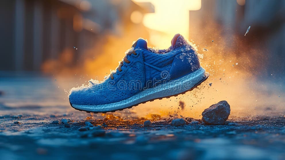 A Shoe is Shown in the Air with a Cloud of Dust Stock Illustration ...