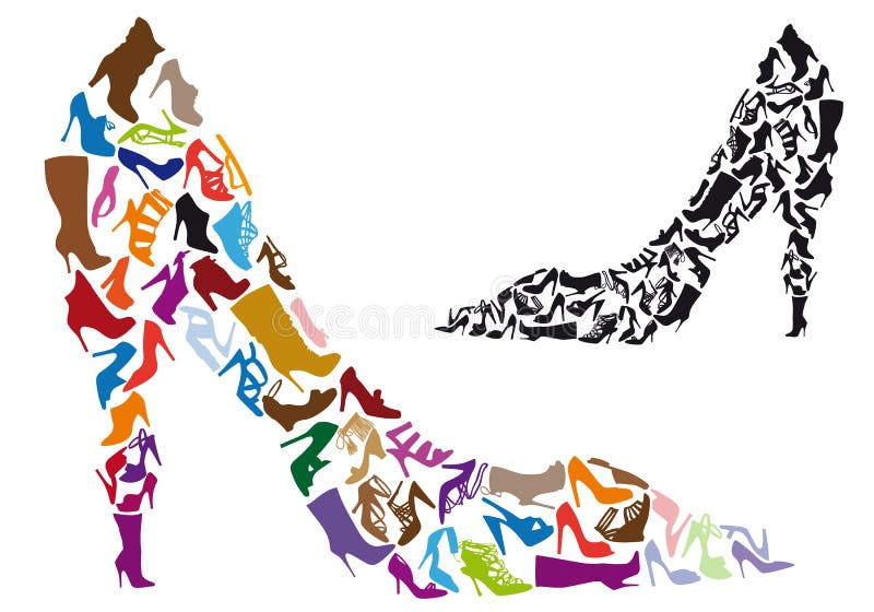 Shoe silhouettes, vector stock vector. Illustration of high - 23755082