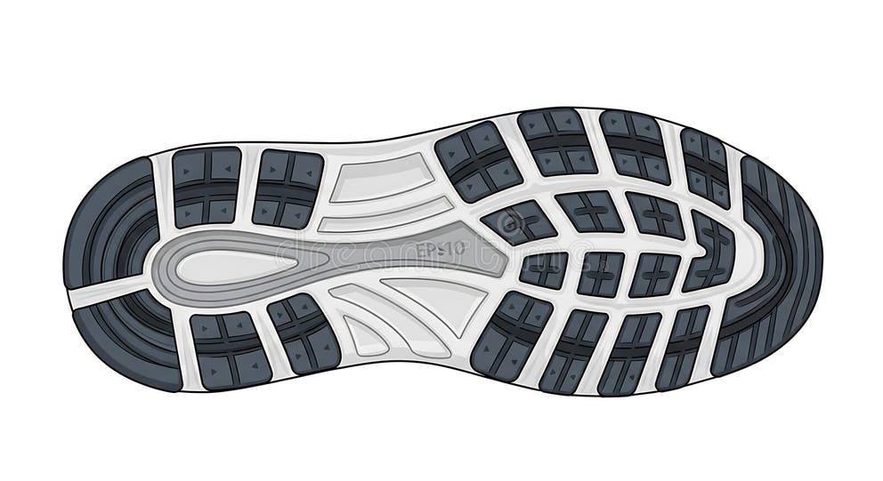 Shoe Sole with a Distinct Tread Pattern, Featuring a Combination of ...