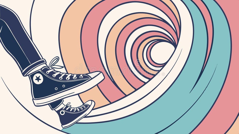 Shoe Stepping into Swirling Psychedelic Vortex, Abstract Design Vector ...
