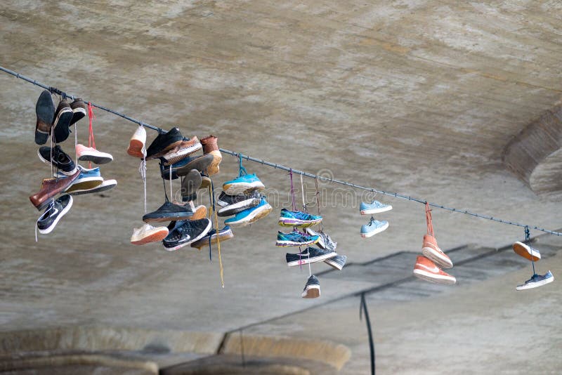 Shoe tossing editorial stock image. Image of cable, high - 38637659