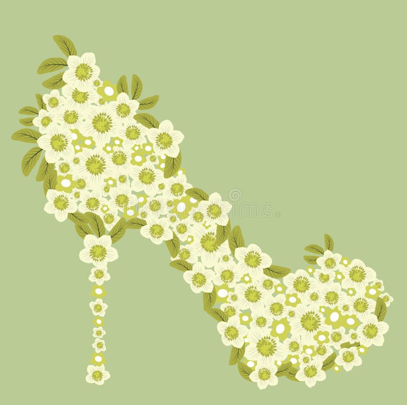 Shoe Decorated with Flowers. Stock Vector - Illustration of creative ...