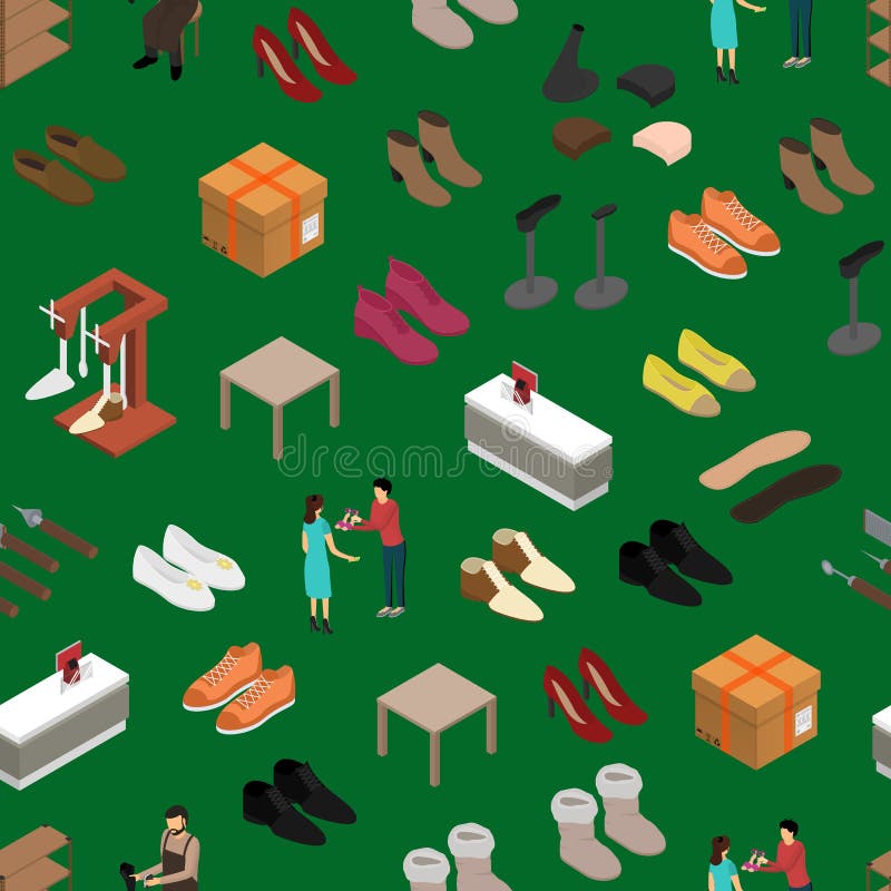 Shoe Work Shop Icons Concept 3d Isometric View. Vector Stock Vector ...