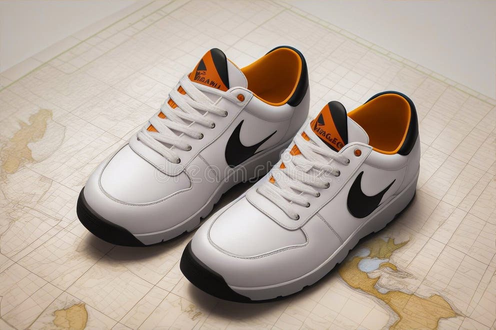 Shoe and World Map, Isolated in White Blue Background Stock ...