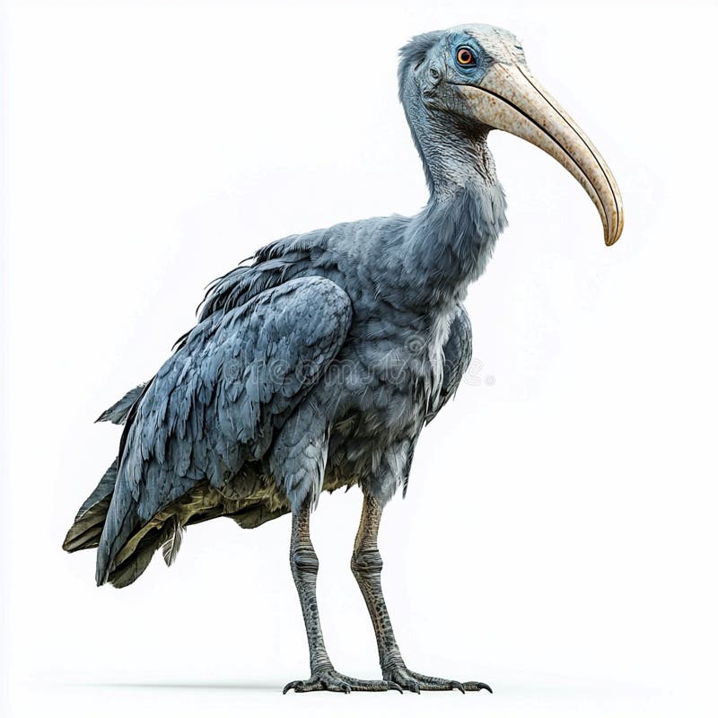 Shoebill Stork Standing Tall on a Bright White Background Isolated on ...