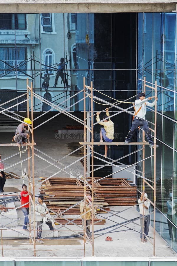 Shoeless Scaffolders Scaffolding High Rise Editorial Photo - Image of ...