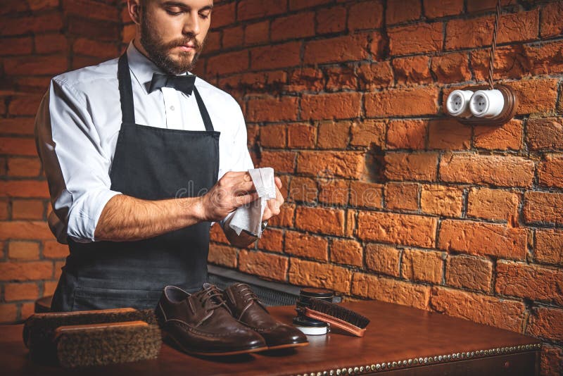 Shoemaker Cleaning Hands at His Workshop Stock Photo - Image of hand ...