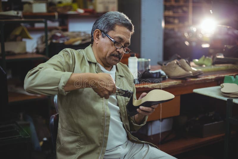 Shoemaker Repairing a High Heel Stock Image - Image of expertise ...