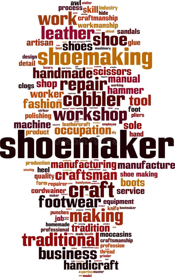 Shoemaker word cloud stock vector. Illustration of footwear - 279339141