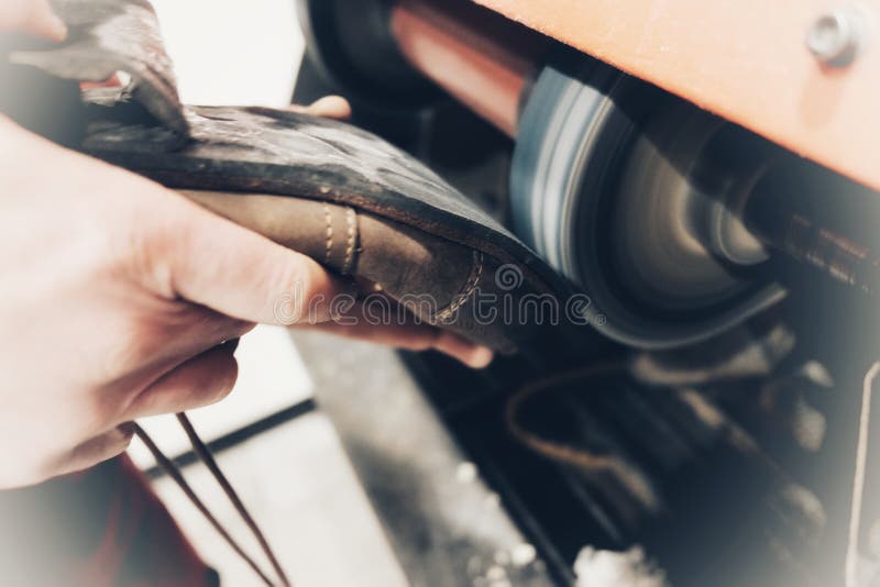 Shoemaker at work stock image. Image of professional - 110637147