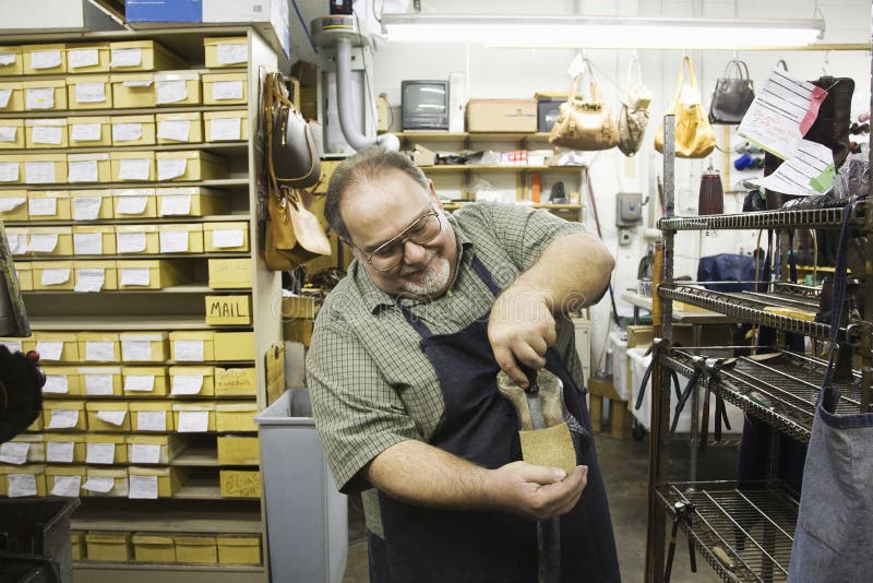 Shoemaker in Workshop stock photo. Image of caucasian - 33900614