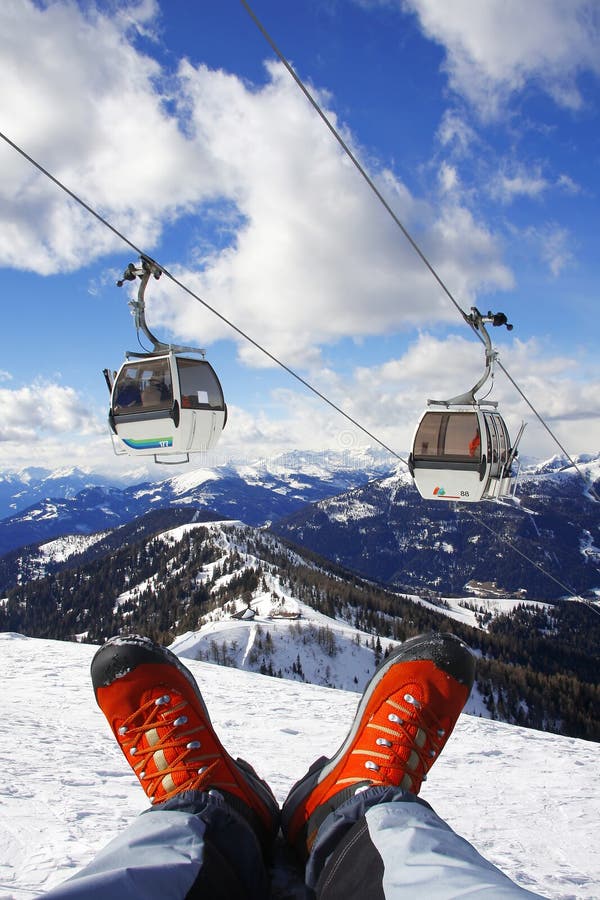 Shoes with Cable Lift in Alps Stock Image - Image of active, cold: 8814585