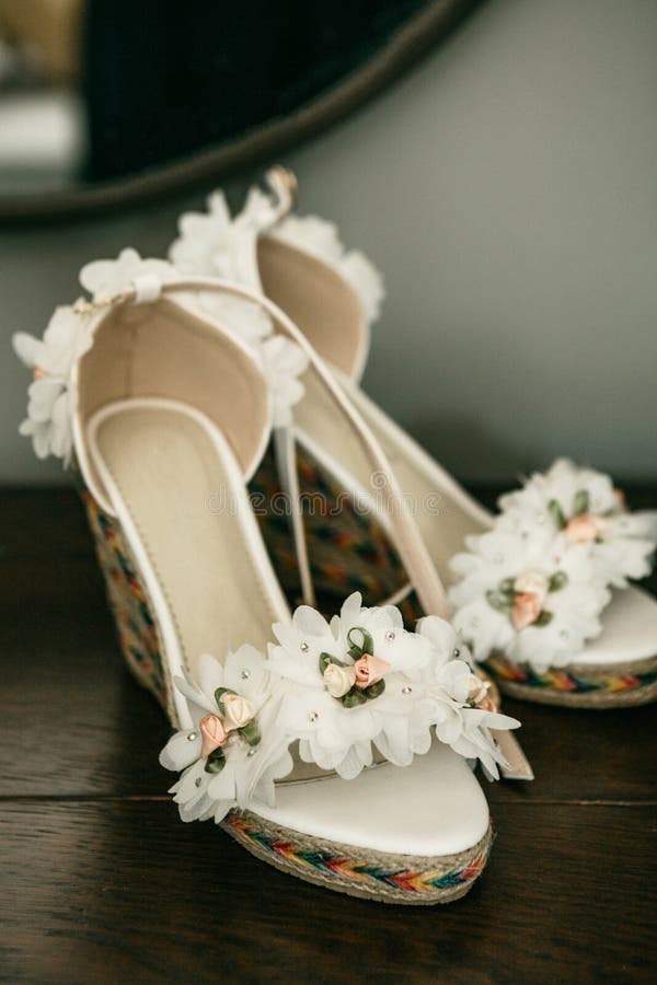 Shoes Decorated with Flowers Stock Photo - Image of elegant, elegance ...