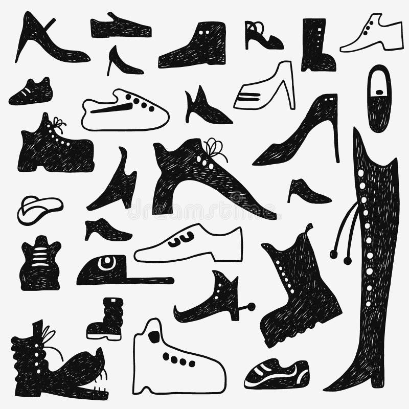 Shoes doodles set stock vector. Illustration of shop - 78333685